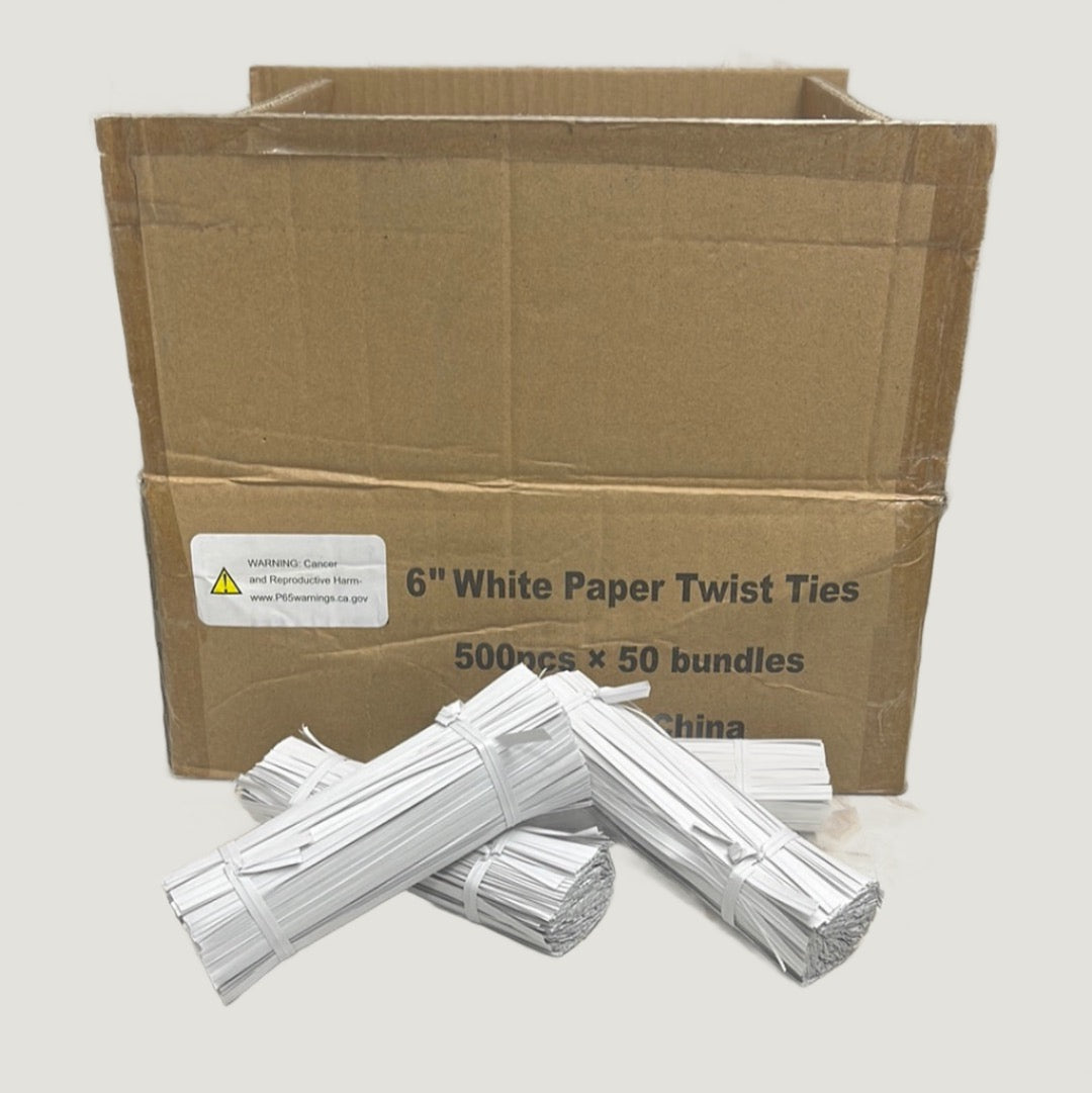 6” White Paper Twist Ties – Sunrise Tool Supplies