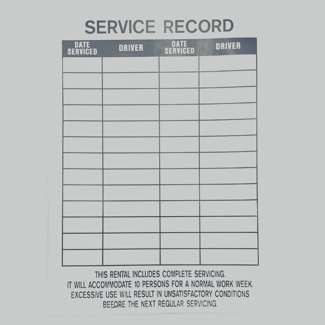 Service Record Decal – Sunrise Tool Supplies